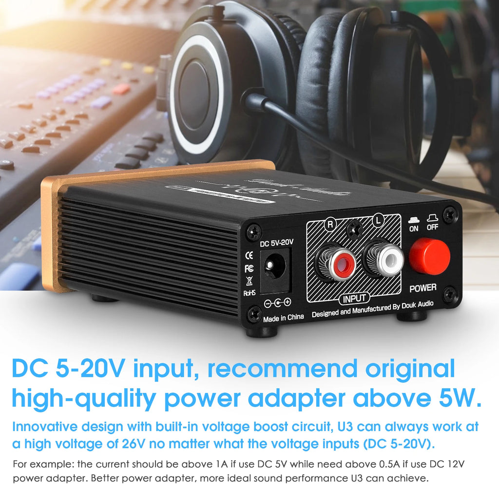 Douk Audio U3 Mini Pure Class A Headphone Amplifier HiFi Ultra-compact ...